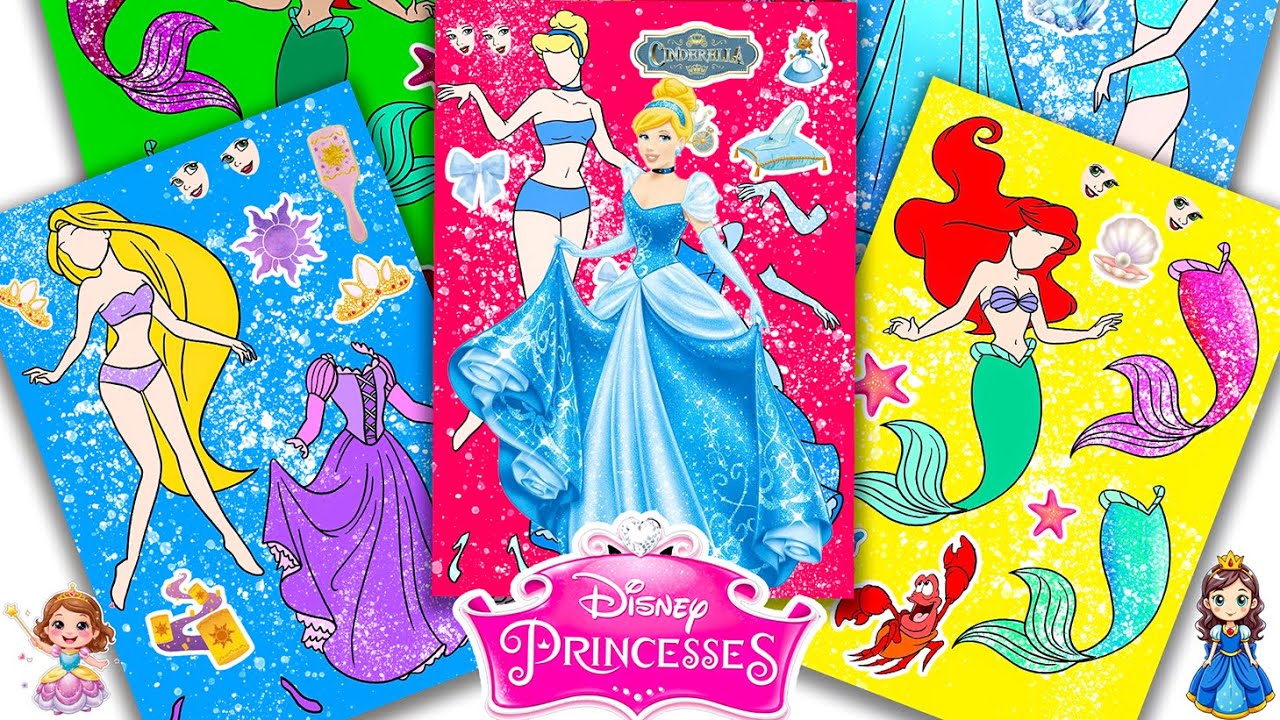 [PAPER DIY] Sticker Disney Princess 👑 Cinderella, Ariel, Rapunzel ...