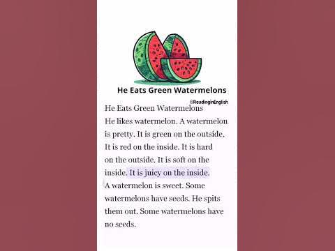 He Eats Green Watermelons l Easy Story to Read in English l For ...