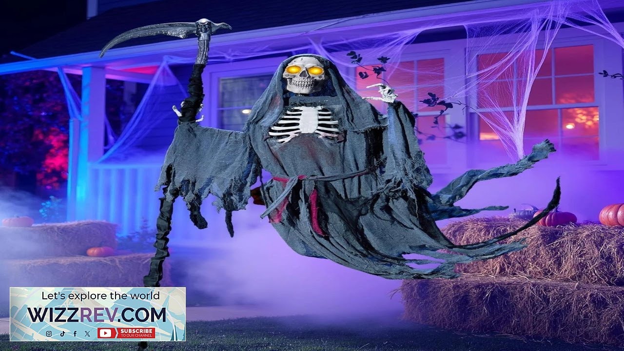 JOYIN 6 Ft Flying Grim Reaper Animated Halloween Decorations Outdoor ...