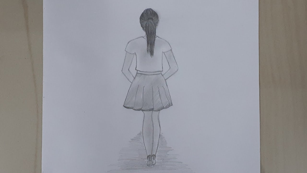 Girl walking alone drawing for beginners |easy drawing - YouTube