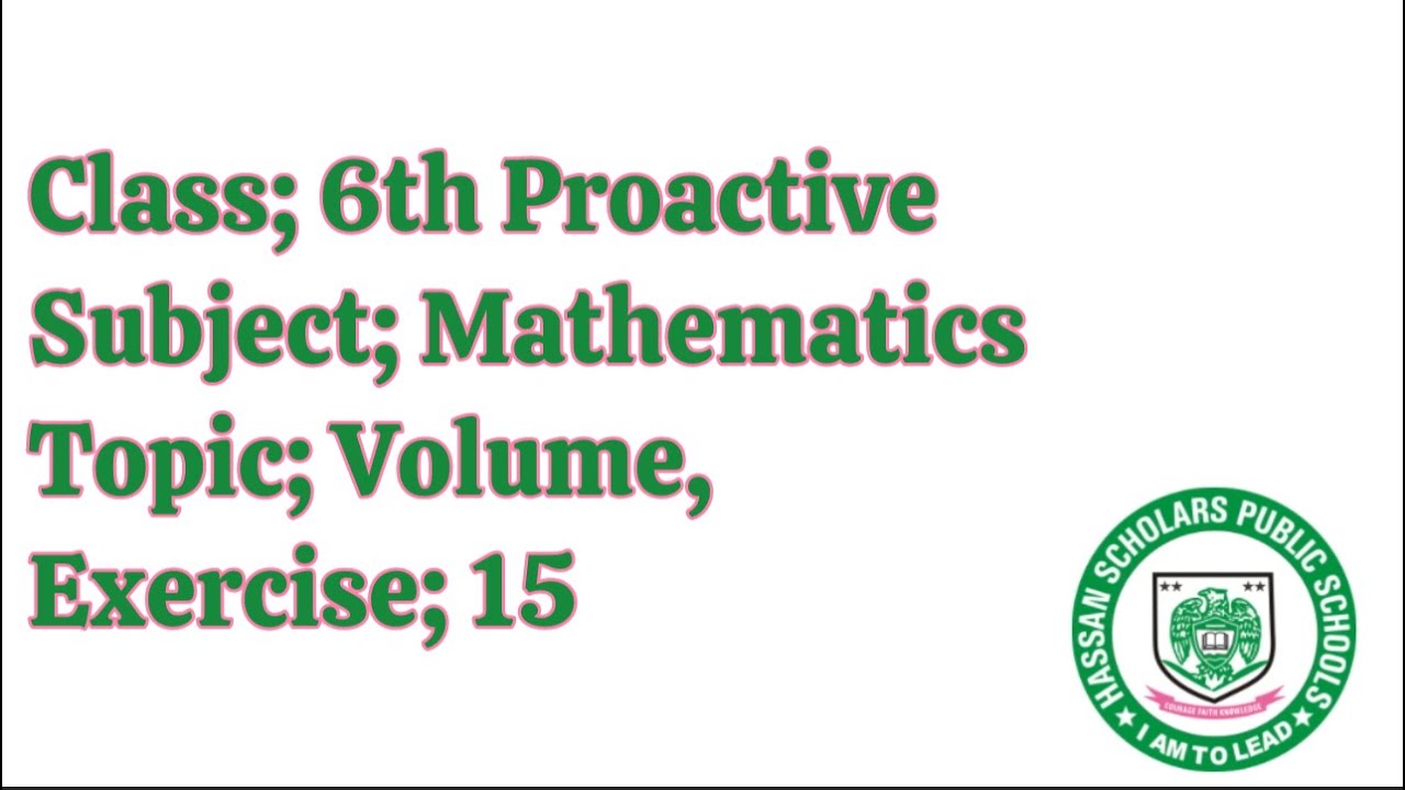 Class 6th Proactive | Subject Mathematics | exercise 15 | Chapter ...