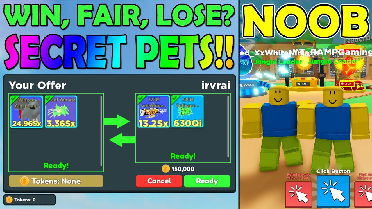 I BECAME A NOOB AND TRADED A RAINBOW SECRET PET in Clicker Simulator ...