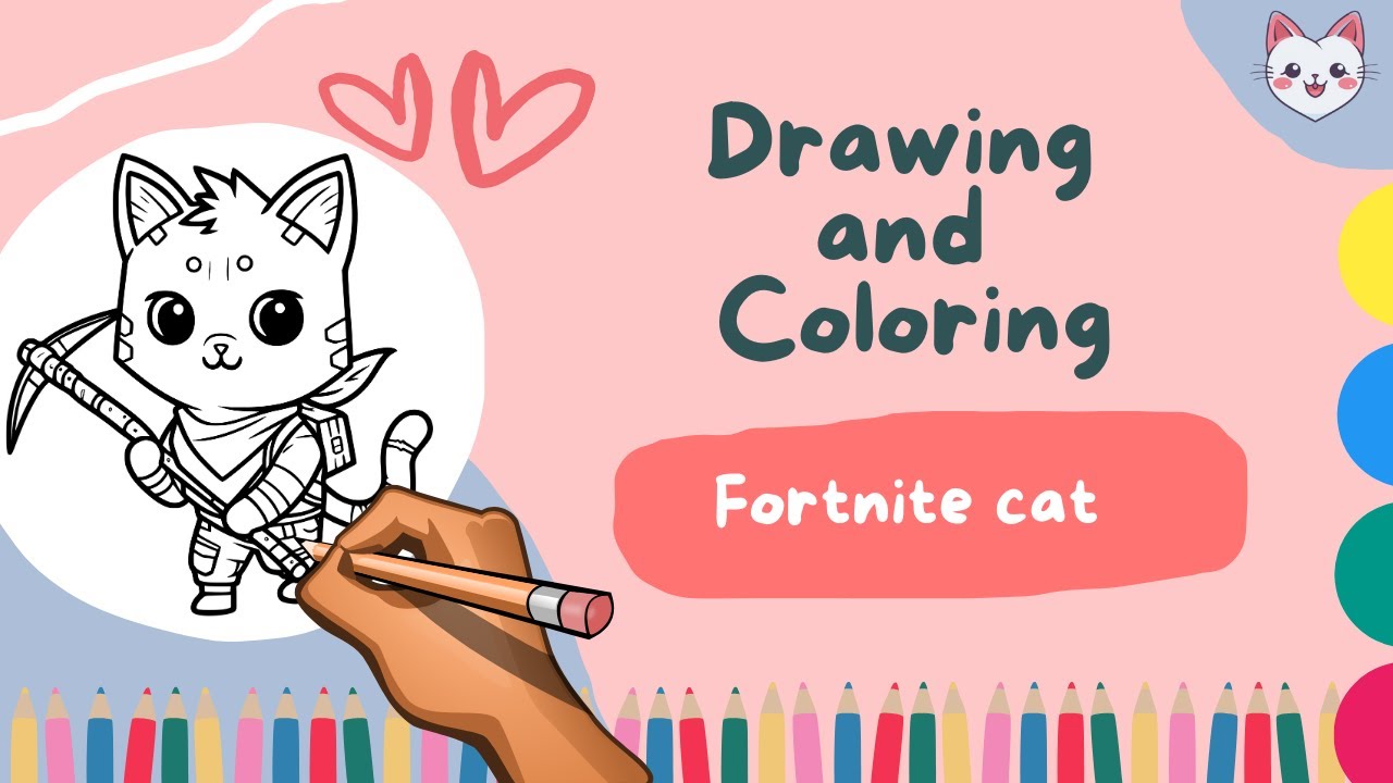 Drawing Fortnite cat, Painting and Coloring page for Kids and Toddlers ...