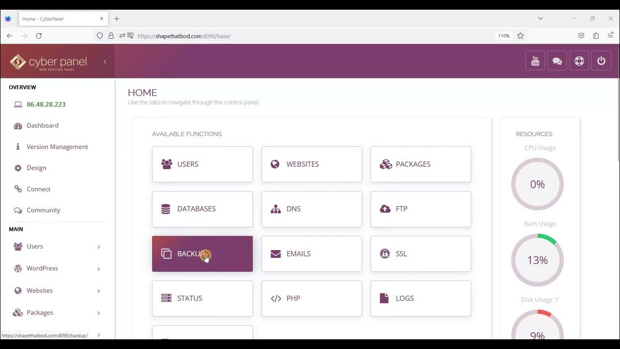 How to Create and Restore Backup in CyberPanel Running Ubuntu 22.04 LTS - YouTube