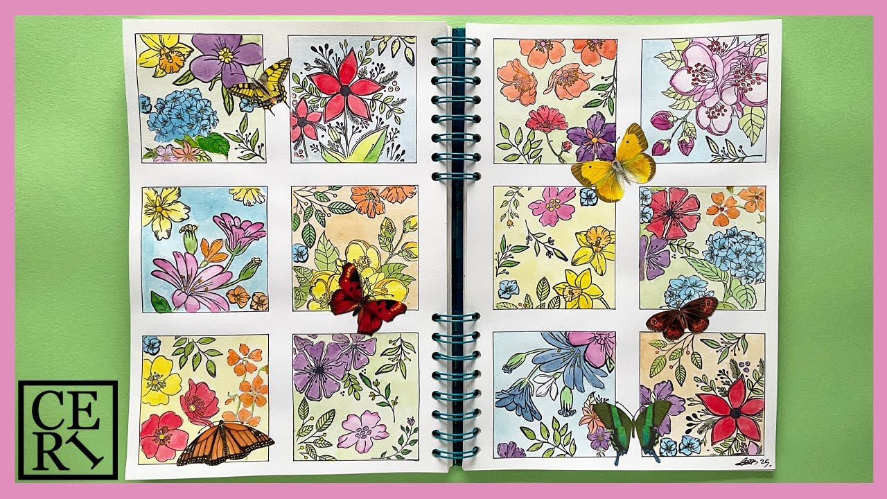 Creative Grid Journaling with Watercolour and Stamping Techniques - YouTube