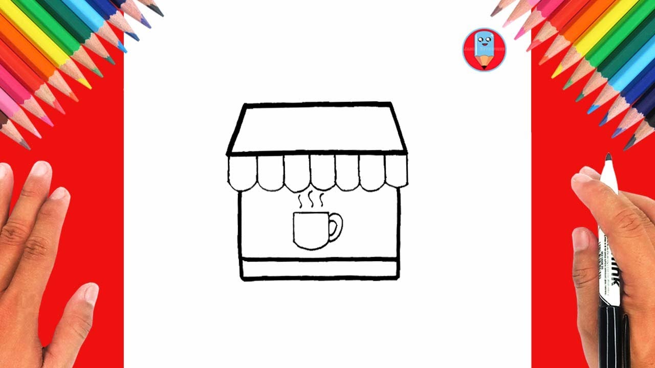 How to Draw a Coffee Shop, Step by Step, Cute Drawings. - YouTube