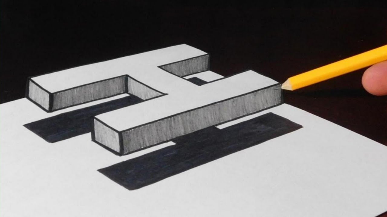 How to Draw 3D Floating Letter H - Trick Art on Paper | 3d art drawing ...
