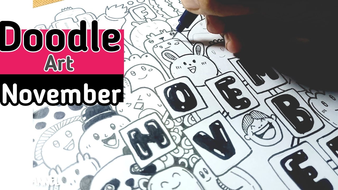 drawing doodle art november to beginner - YouTube