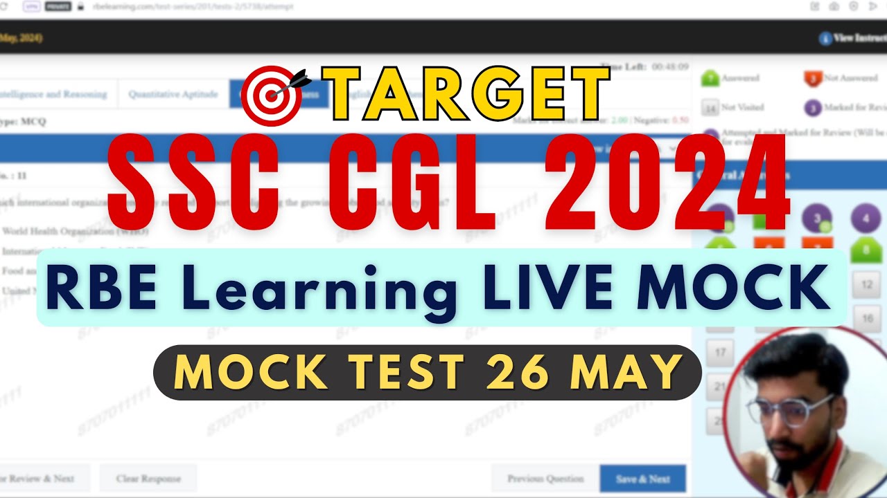 RBE Live Mock Test | 26 May SSC CGL 2024 | Tushar Gupta(CGA Acc.) #ssc ...