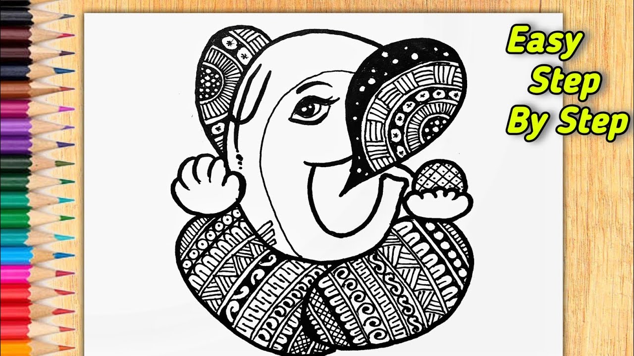 Easy Ganesh ji Mandala Art || Cute lord Ganesha drawing step by step # ...