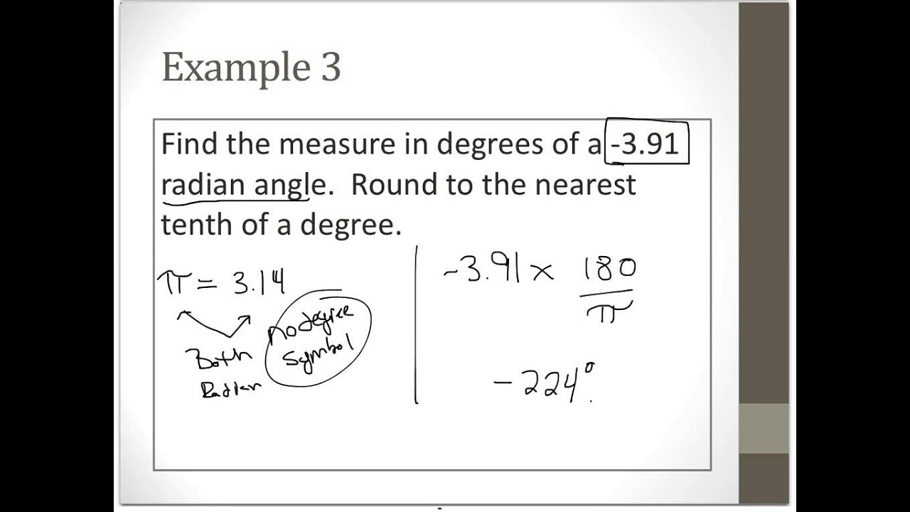 13 4 converting radian measures and right triangle trig - YouTube