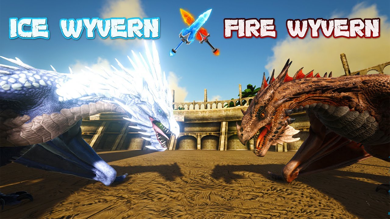 ARK Survival Evolved Fire Wyvern vs Ice Wyvern - Battle Mod - YouTube