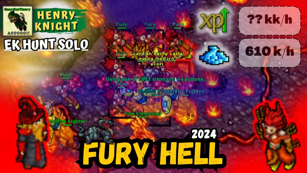 Tibia - Knight Level 985 Hunt Solo FURY HELL | Ek Hunt Solo #183 - YouTube