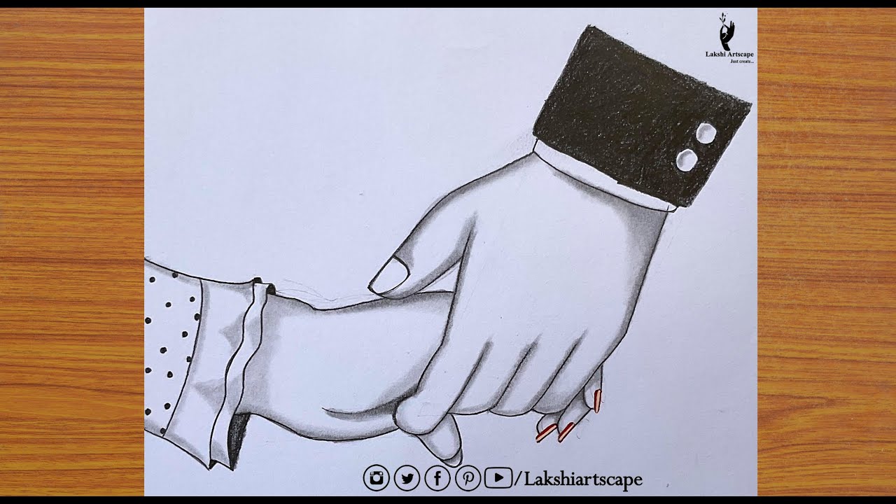 How to draw a Lovely Couple holding Hands | step by step pencil sketch ...