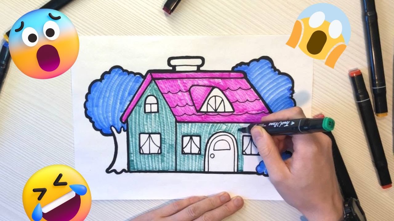 Colorblind paints a House | coloring | how to draw - YouTube