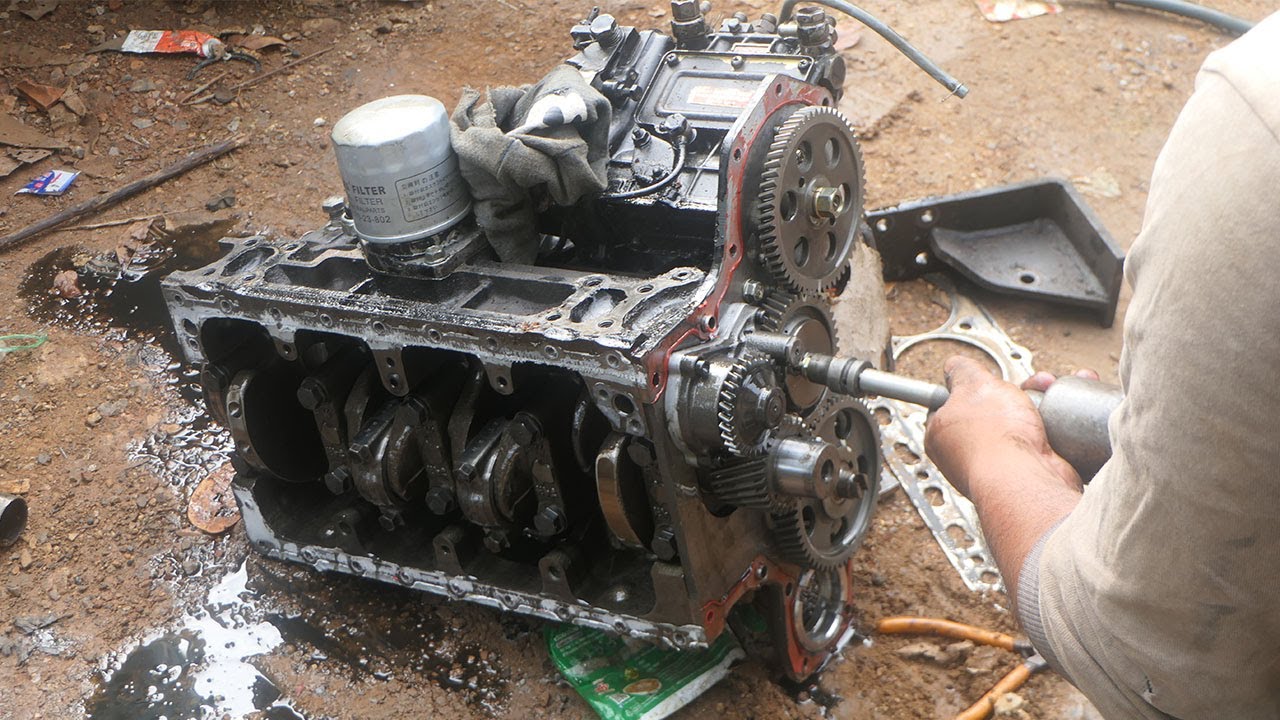How to break out the full broken mini-excavator engine II Restoring the ...
