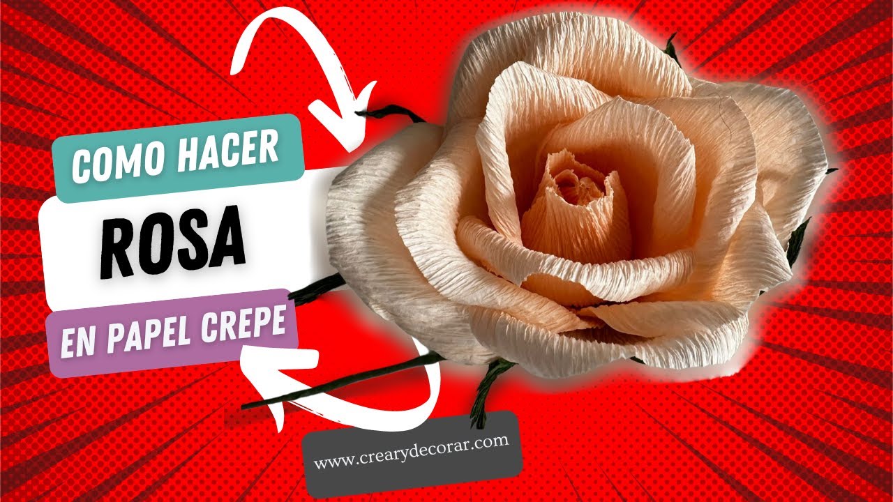 Cómo hacer una rosa de papel crepe de manera fácil - YouTube