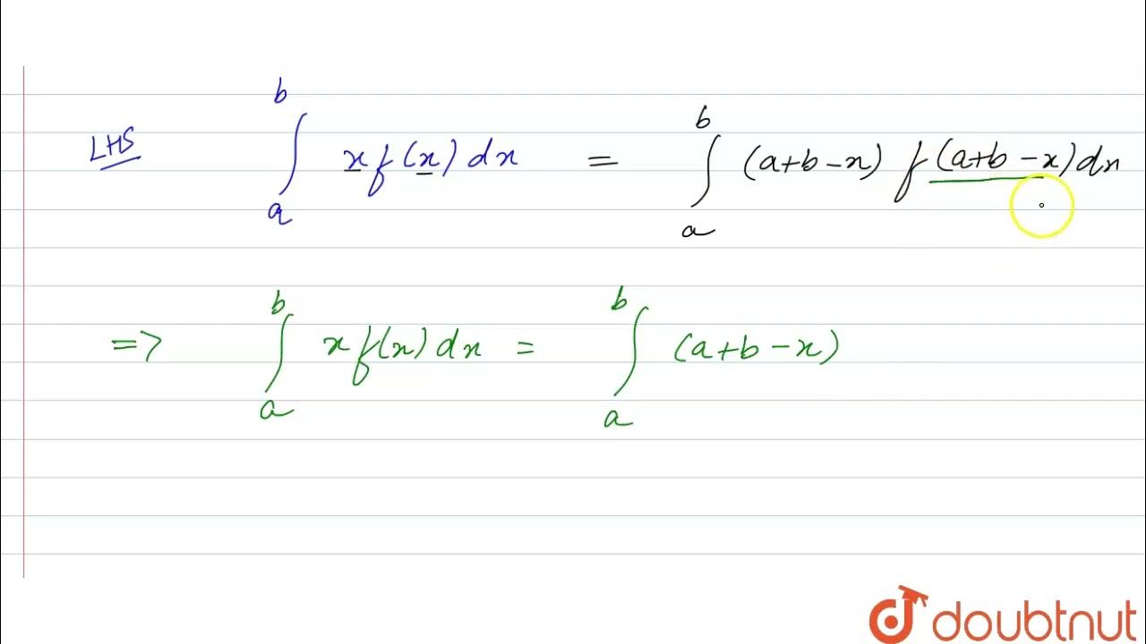 If f(a+b-x)=f(x)\n, then prove that \nint_a^b xf(x)dx=((a+b)/2)int_a^bf(x)dxdot | 12 | DEFINITE ...