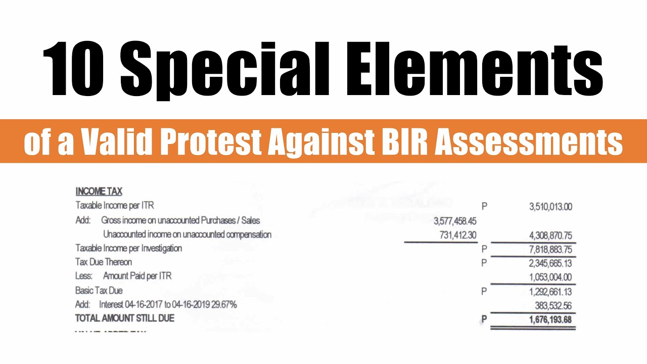 10 Special Elements of a Valid Protest Against BIR Assessments - YouTube