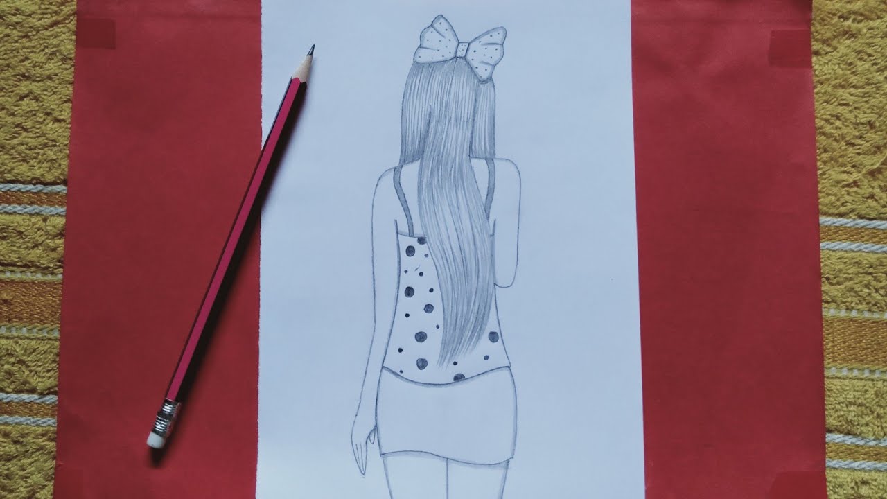 Easy drawing|| how to draw a girl backside|| drawing cute girl - YouTube