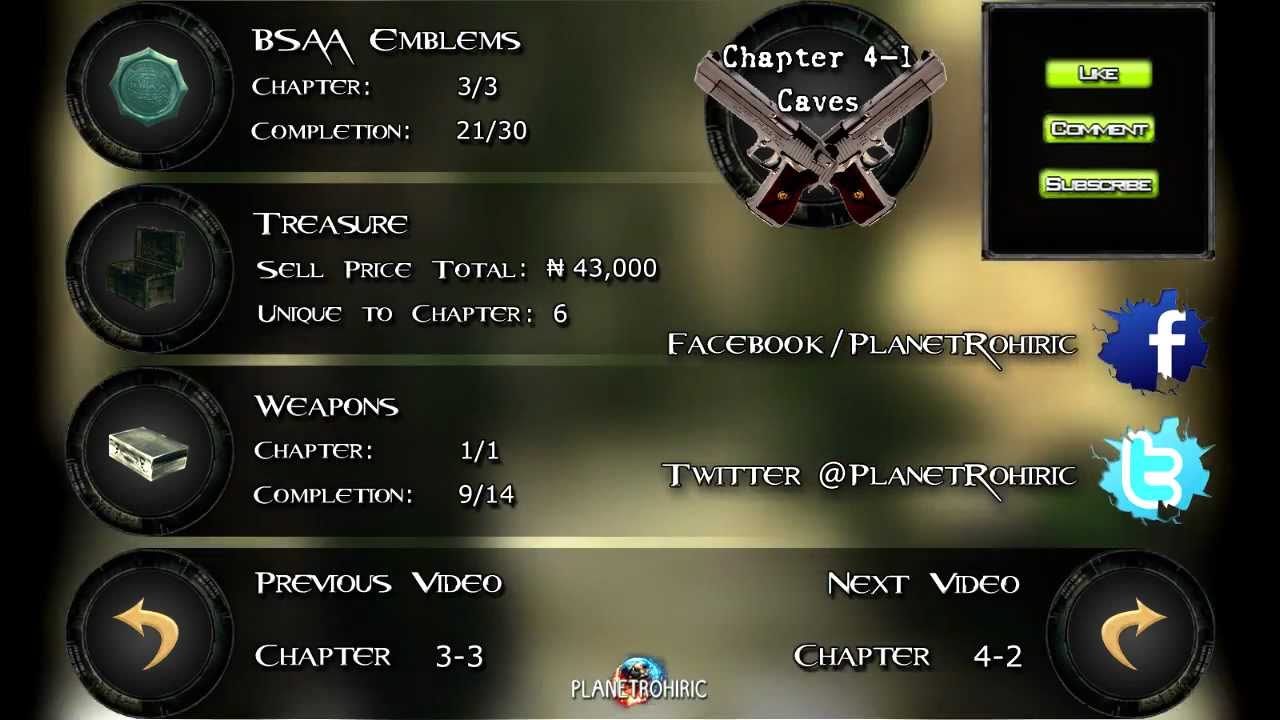 Chapter 4-1, Caves BSAA Emblems, Treasures & Weapons. [Resident Evil 5 ...