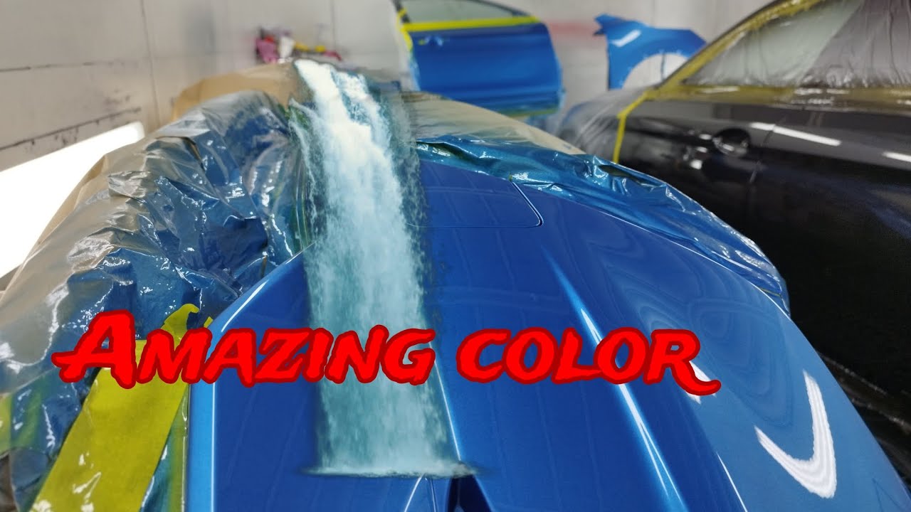 Wonderful blue pearl Tinsmith work Auto repair Car painting Glasurit ...