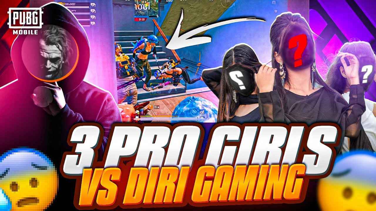 3 Pro Girls vs Diri Gaming ☺️ ️ | insane 1vs4 clutches 😍| PUBG mobile ...