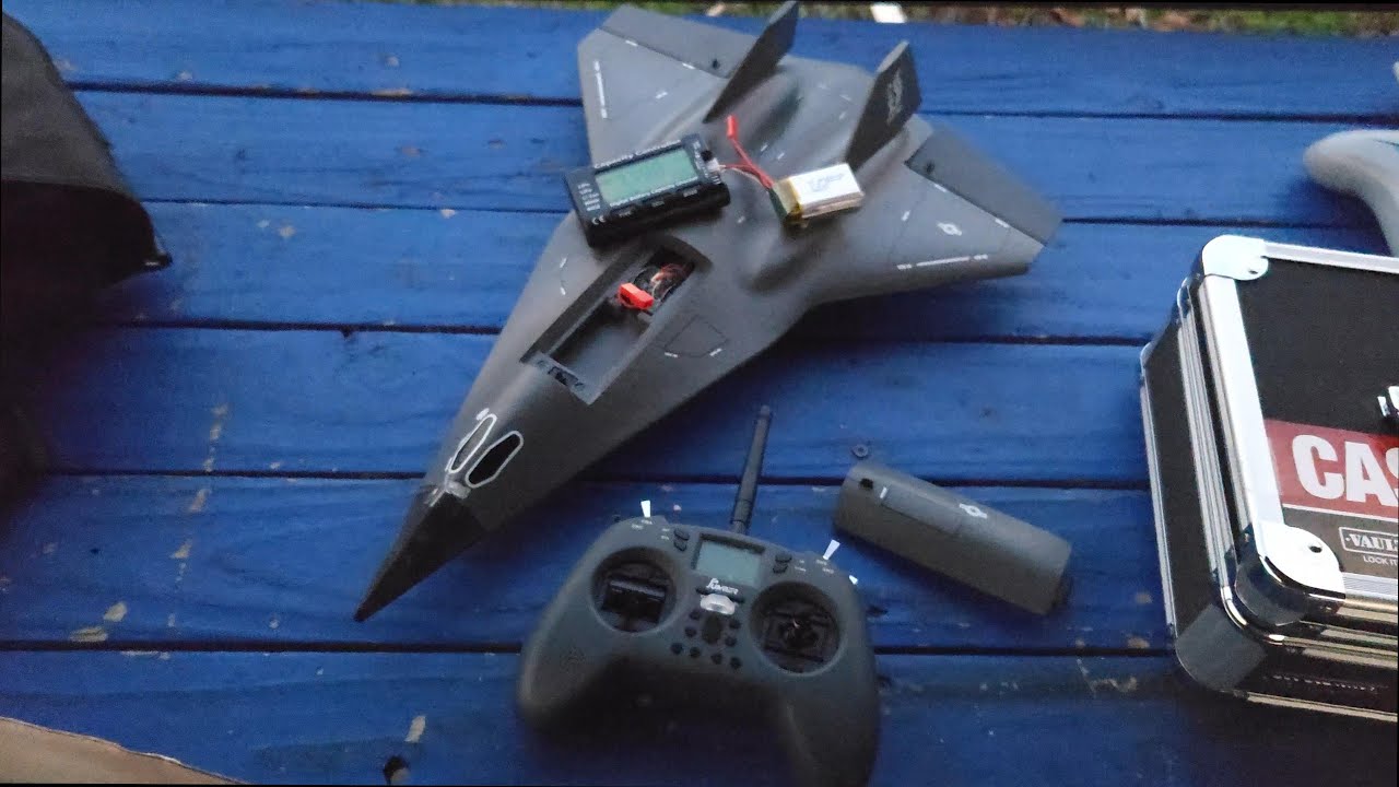 Learning Jumper Switches Beautiful Blue Sky Fly FX9672 RC DarkStar Jet ...