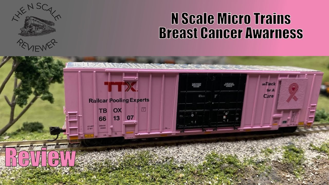 Review: Micro Trains Breast Cancer Awareness 60FT Box Car - YouTube