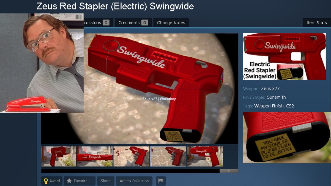 NEW CS2 Workshop Skins Red Stapler Taser Funny Skin Design - YouTube