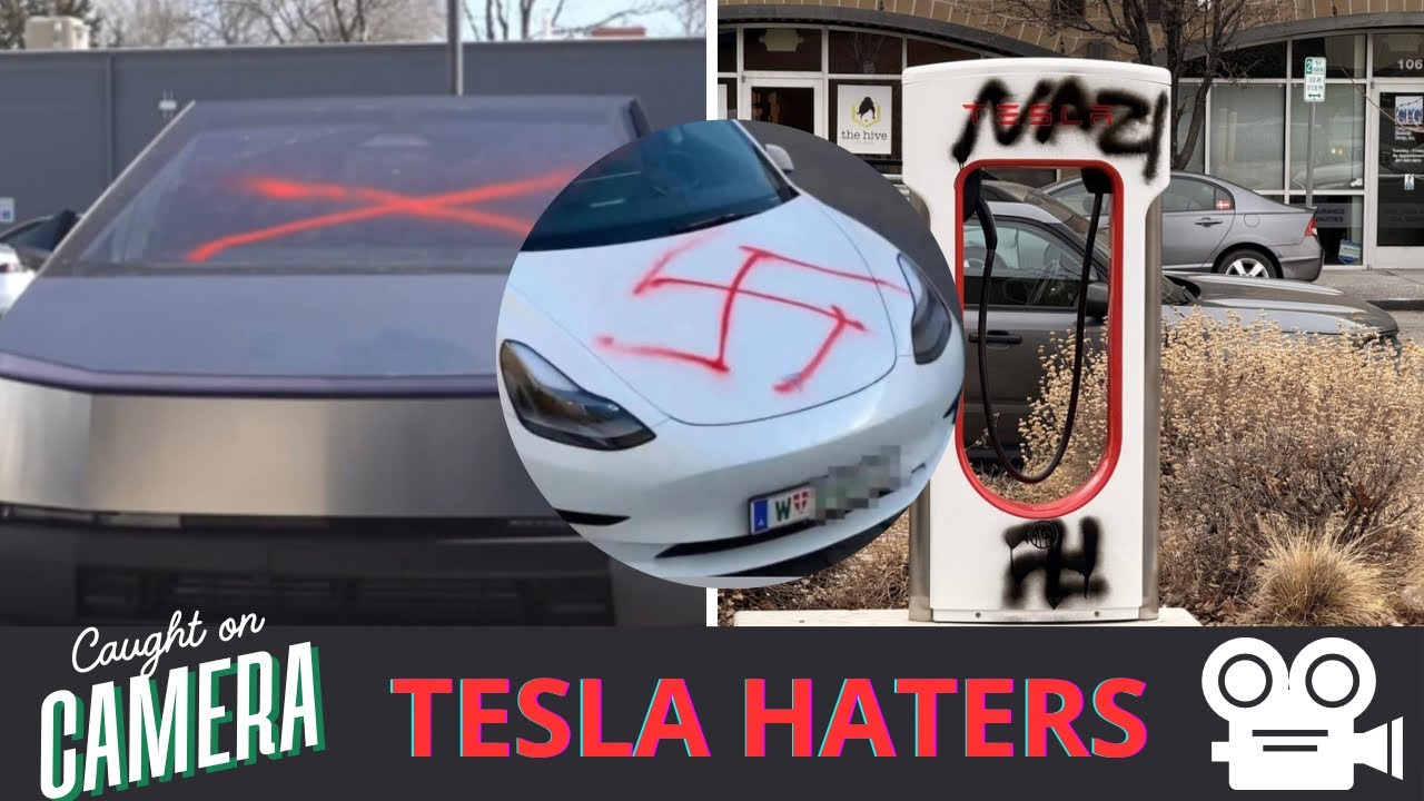 Tesla haters in act of vandalism caught on camera - Tesla hejteri ...