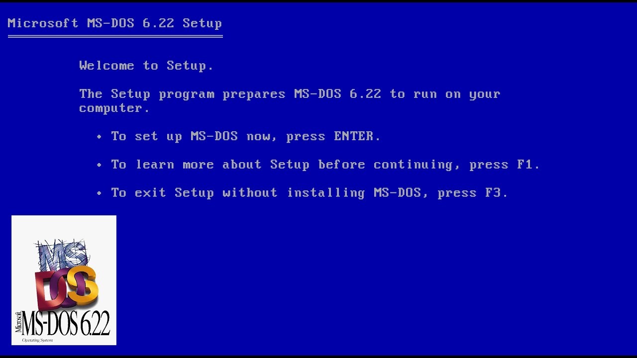 Installing MS-DOS 6.22 - YouTube