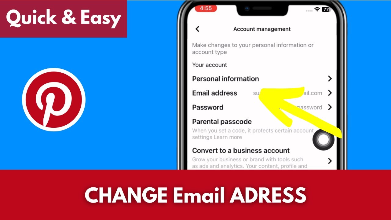 How to CHANGE EMAIL ADDRESS on Pinterest - YouTube
