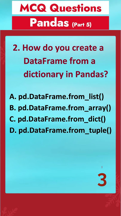 Part 5 - Pandas MCQ Questions | Data Science MCQ Questions | Interview Questions | Python ...