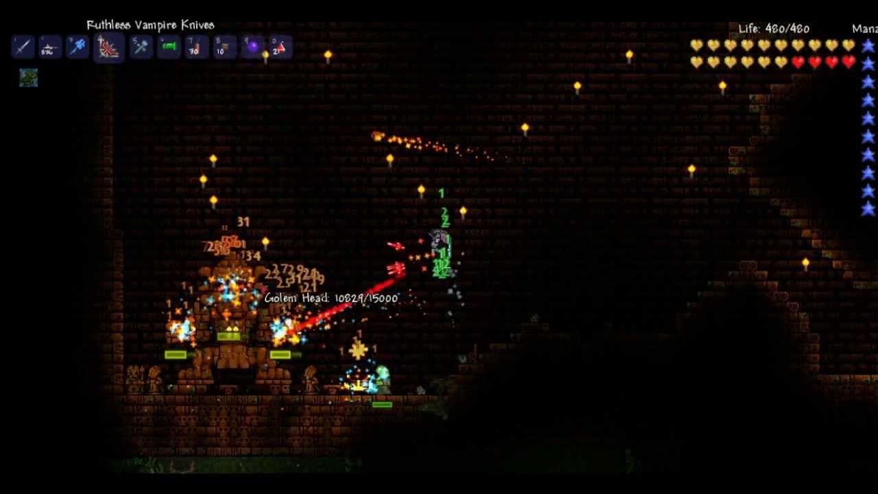 Terraria: Vampire Knives [vs] Golem Boss - YouTube