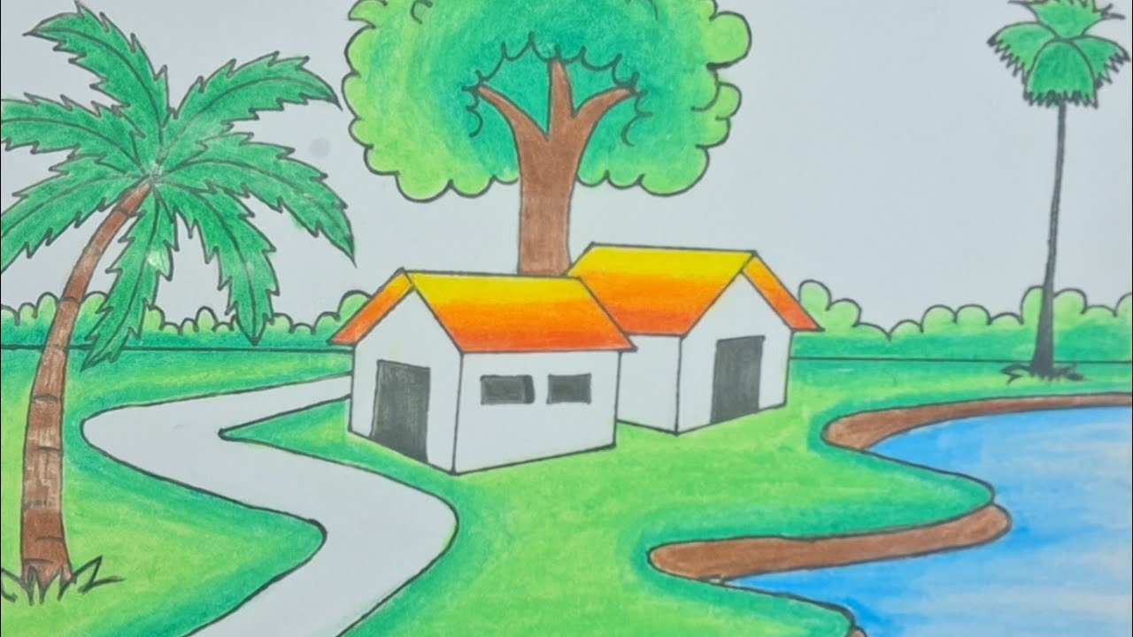 Drishya drawing💗how to draw Drishya😍 tutorial step by step🥰scenery art ...