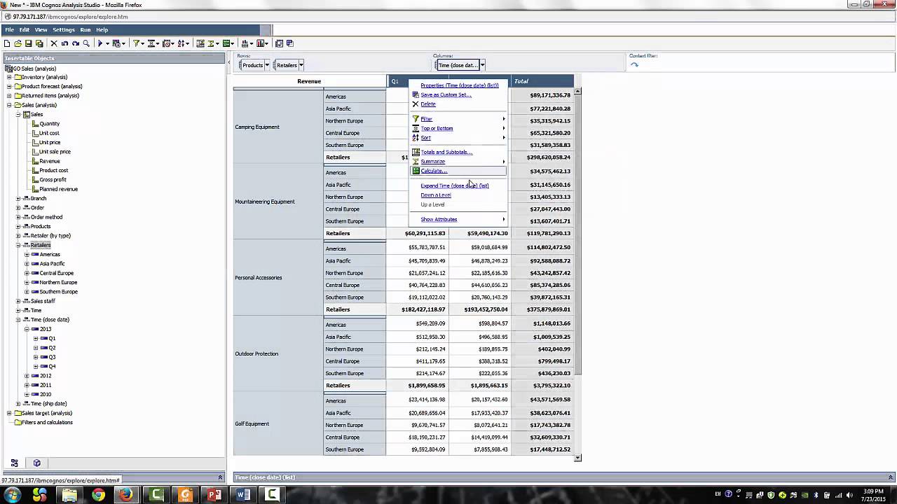 IBM Cognos Analysis Studio Training - Demo 5: Create a Nested Crosstab ...