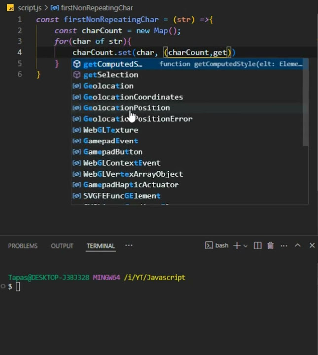 Find the First Non-Repeating Character in a String | JavaScript Coding Challenge #coding #shorts ...