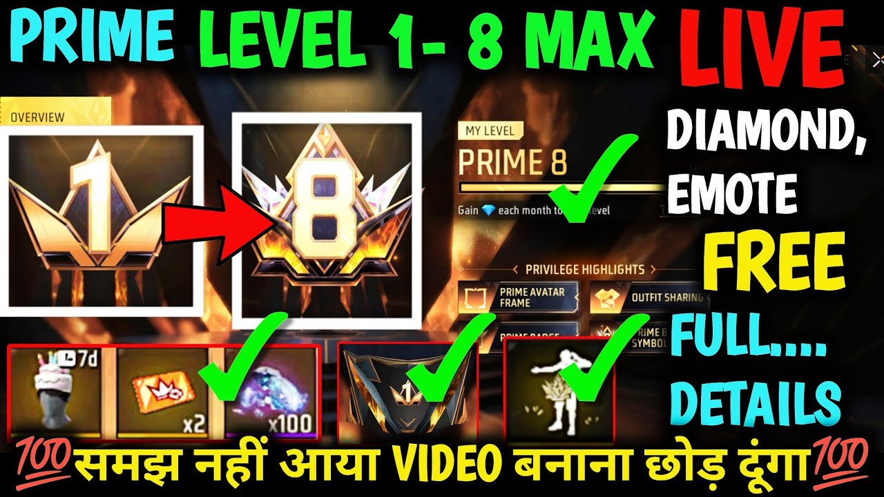 NEW PRIME SYSTEM 2025| PRIME LEVEL UP 1, PRIME LEVEL UP 2 FREE FIRE ...