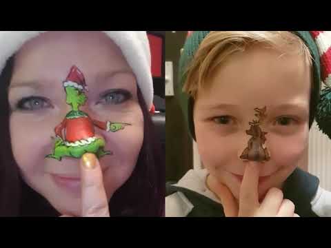 Mom and Son Paint Twerking Christmas Characters on Noses - 1011202