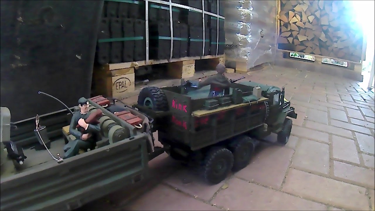 WPL B16 Upgrade Reo Gun Truck Vietam pull heavy Trailer with Cal 50 ...