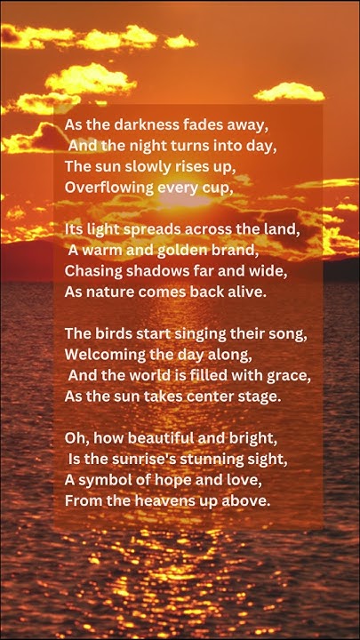 Sunrise - Sunset Poem - YouTube