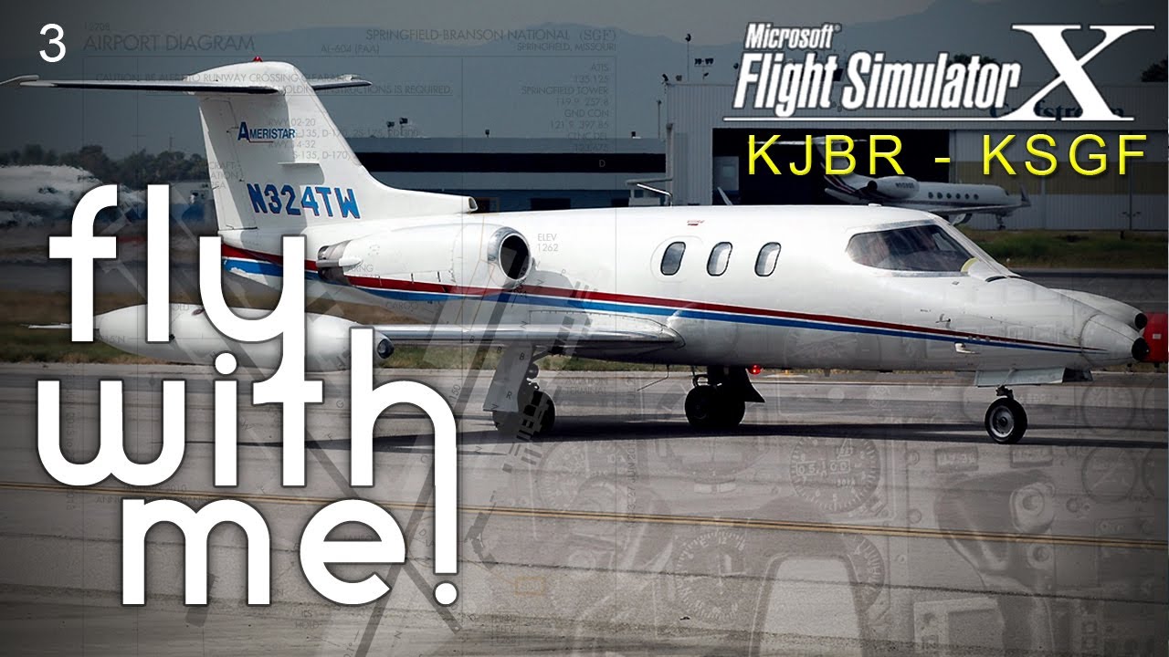 FSX AJI Learjet 24 "KJBR - KSGF" - YouTube