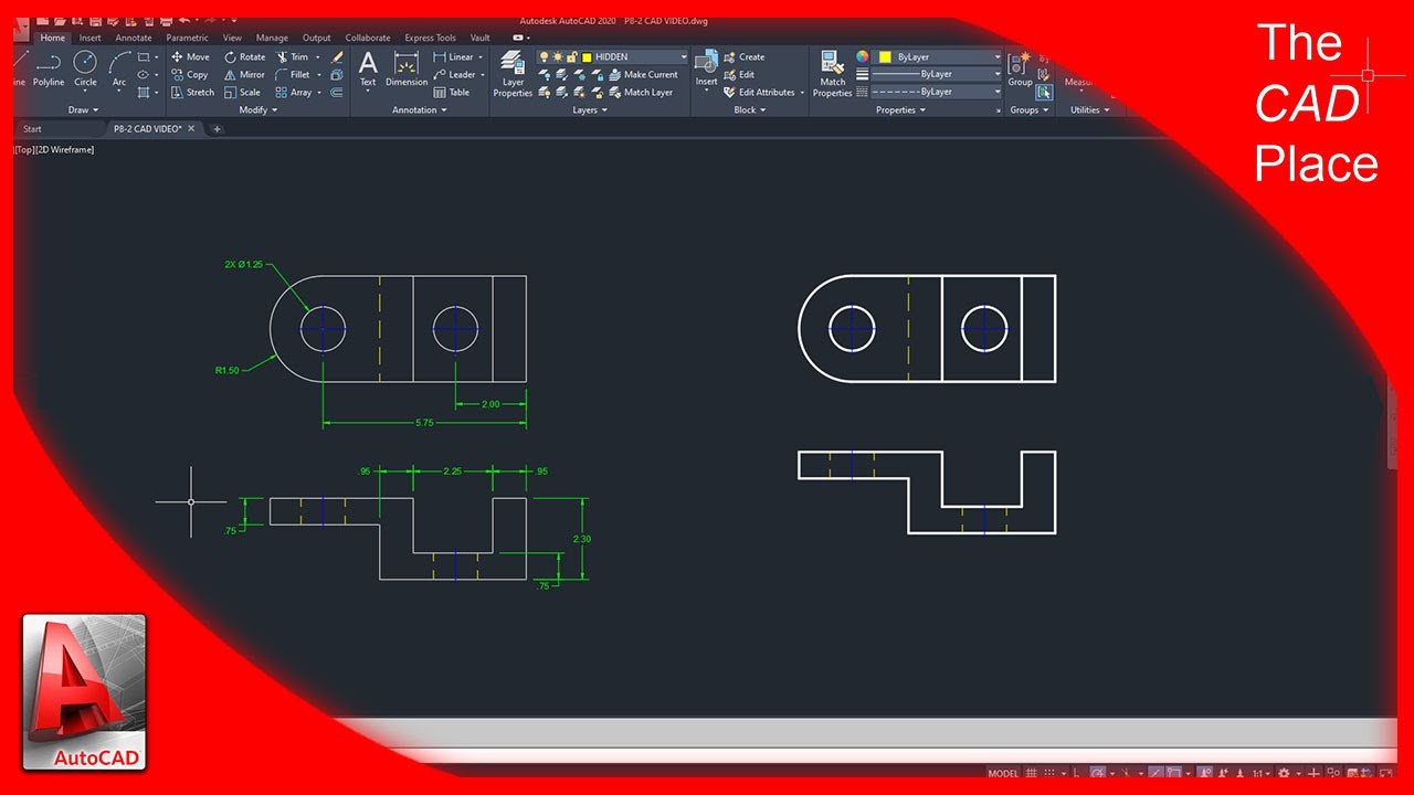 Engineering Design Graphics - Projected View Practice - Problem P8-2 ...