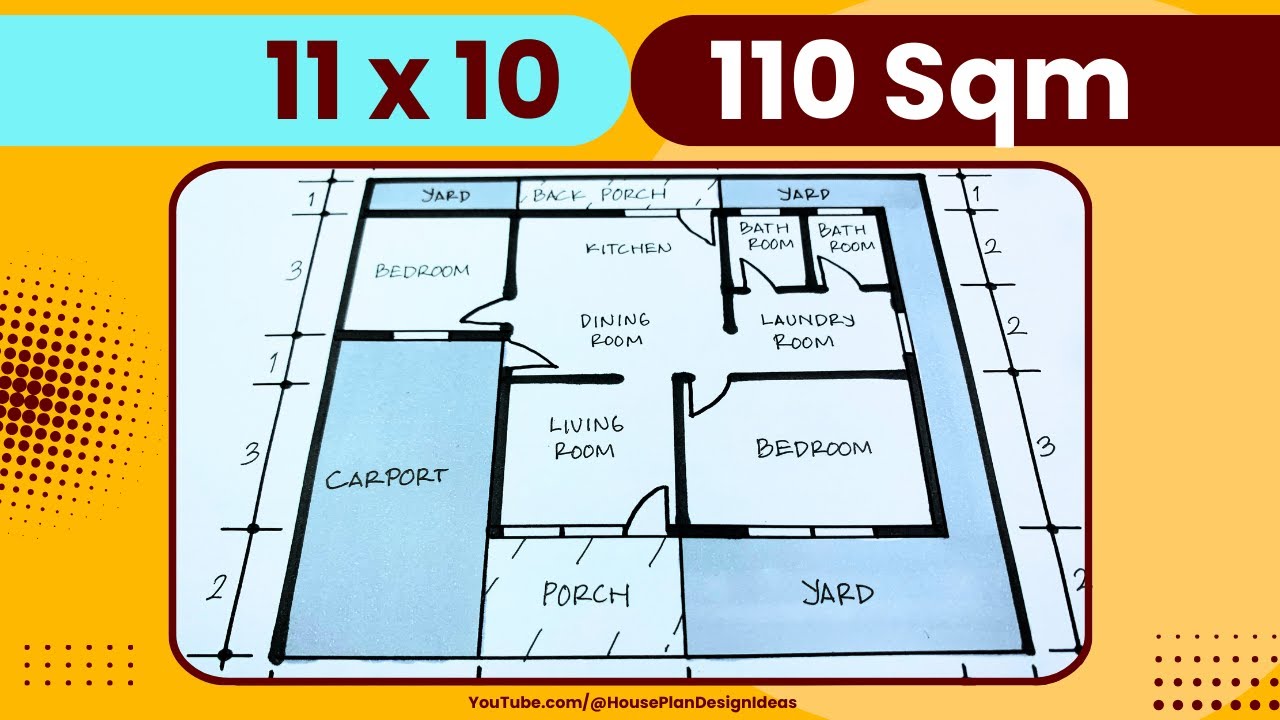 11x10 House Plan Design 110 square meter 2 Bedroom - YouTube