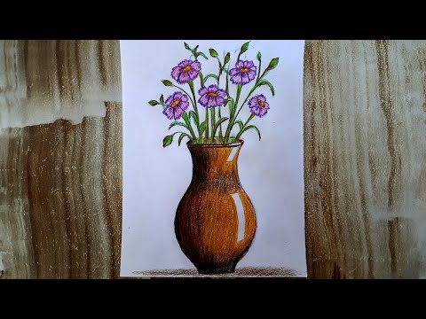 HOW TO DRAW FLOWERS IN THE VASE / FLOWER DRAWING / VASE DRAWING / VAZODA ÇİÇEK ÇİZİMİ / ÇİÇEK RESMİ