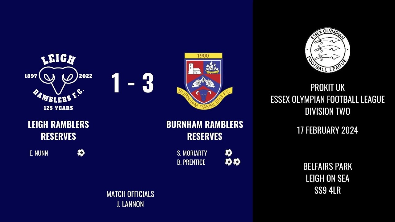Leigh Ramblers Reserves 1 - 3 Burnham Ramblers Reserves - 17/02/2024 ...