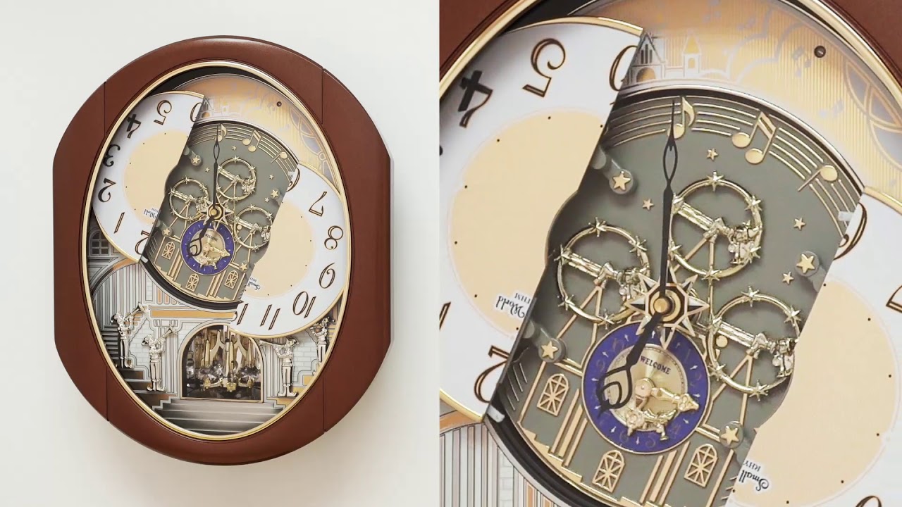 RHYTHM Magic Motion Clock 4MH439WU06 Golden castle - YouTube