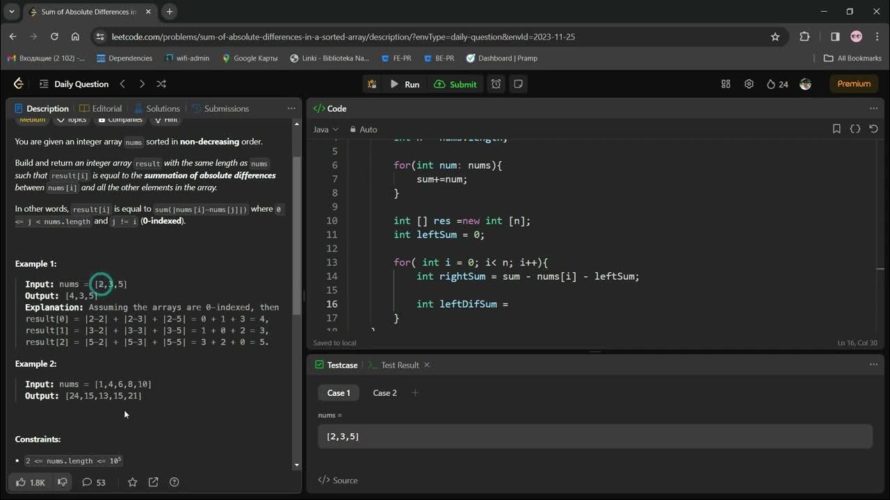 1685. Sum of Absolute Differences in a Sorted Array (Day 20) - YouTube
