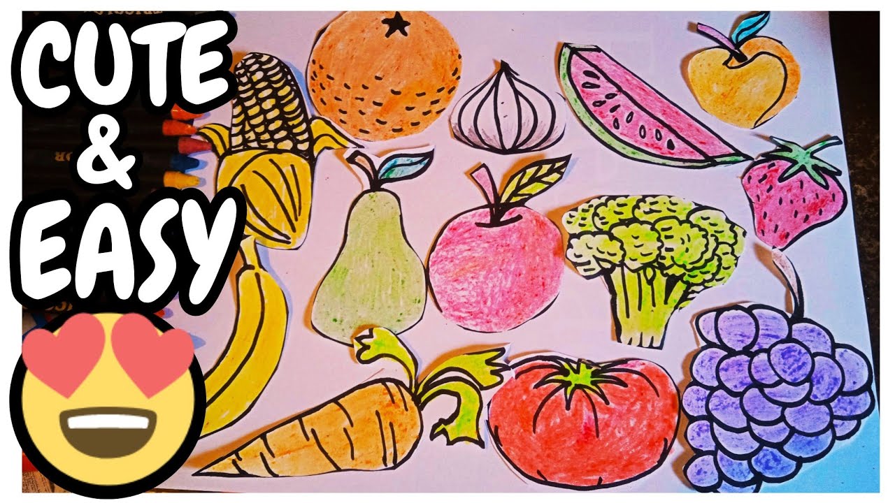 Drawing and Coloring FRUITS and VEGETABLES - How to draw FRUITS and ...